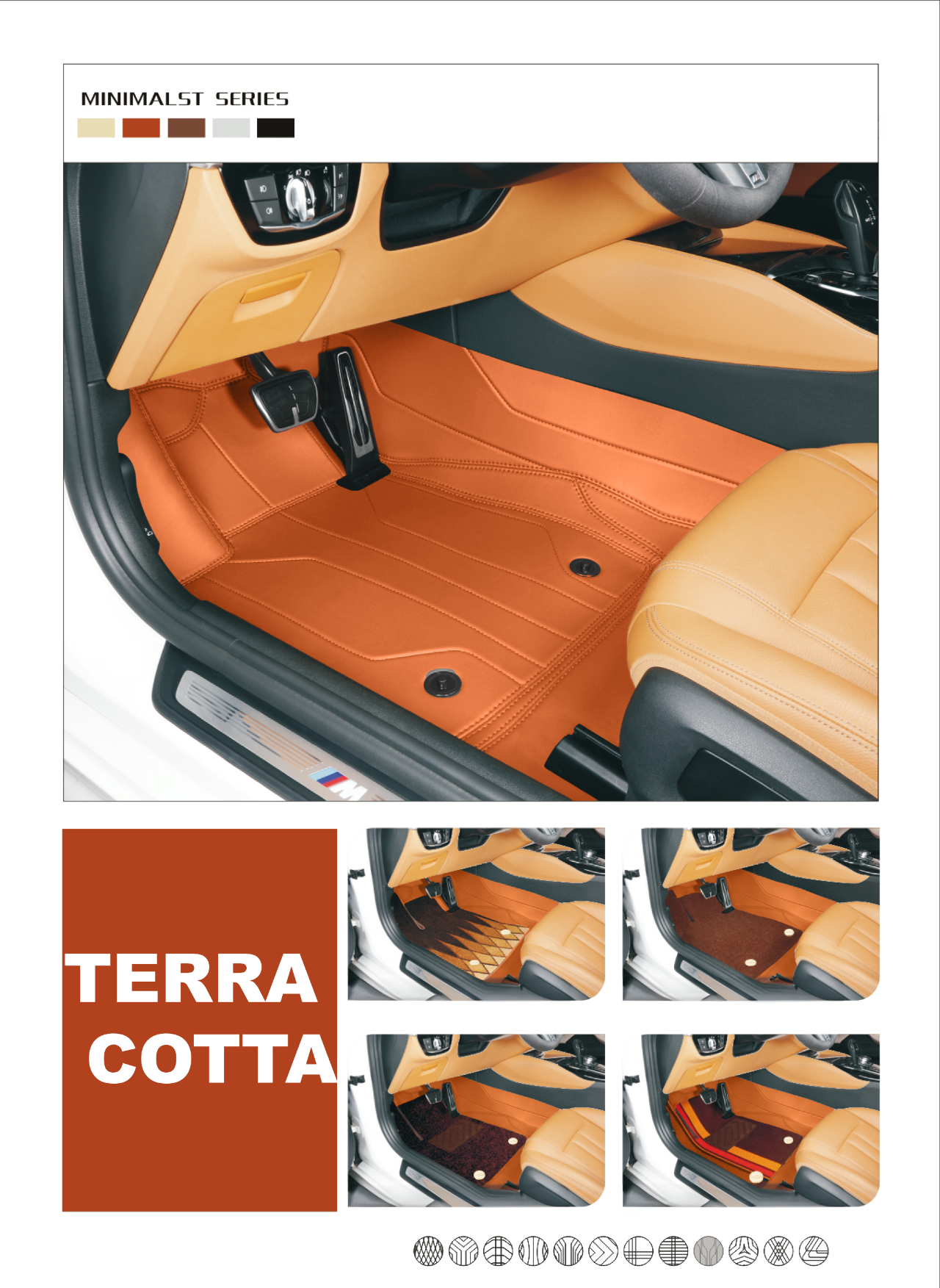 Custom Personalized Terra Cotta Car Floor Mats Leather Liners - Tulip ...